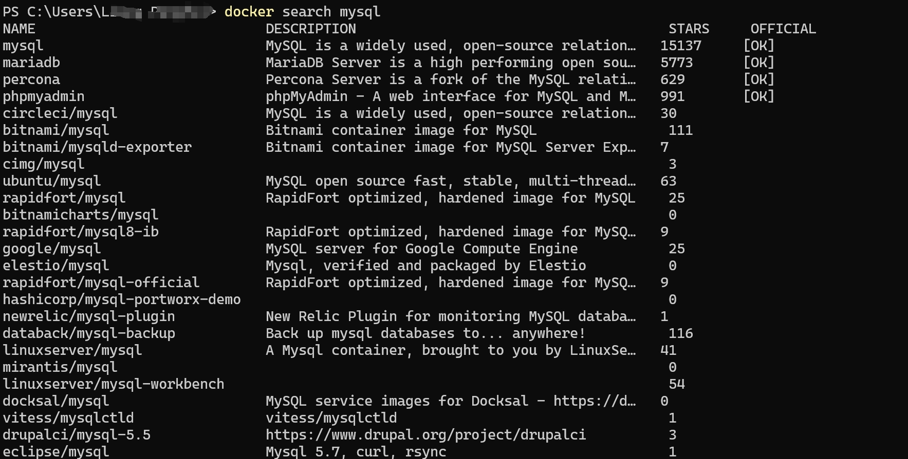 Windows环境下使用docker安装mysql 博客