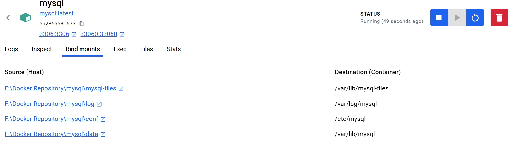 Windows环境下使用docker安装mysql 博客